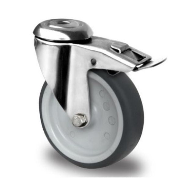 Stainless steel swivel roller wheels with brakes (Ø 100 mm) – SESA SYSTEMS
